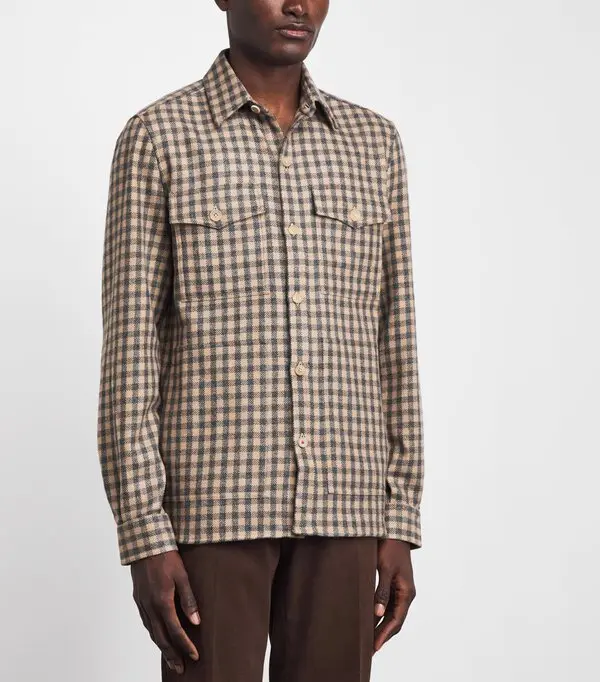 Isaia Cashmere Check Overshirt