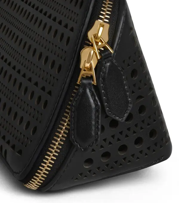Alaïa Leather Perforated Delta Clutch Bag - Black