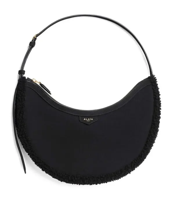 Alaïa Small Shearling One Piece Demi Lune Shoulder Bag