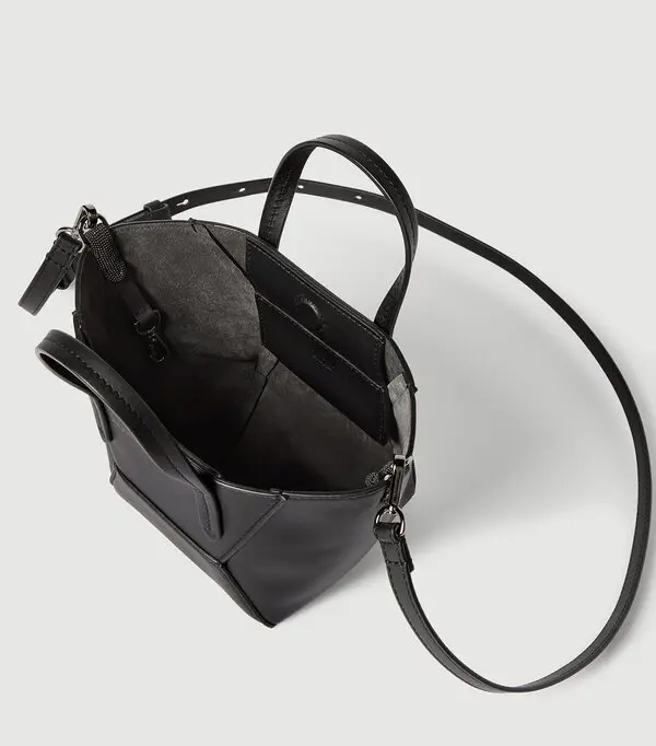 Brunello Cucinelli Mini Calfskin Bc Duo Tote Bag - Black