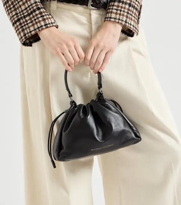 Brunello Cucinelli Small Leather Mellow Bucket Bag