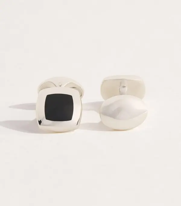 DEAKIN & FRANCIS Sterling And Onyx Square Cufflinks