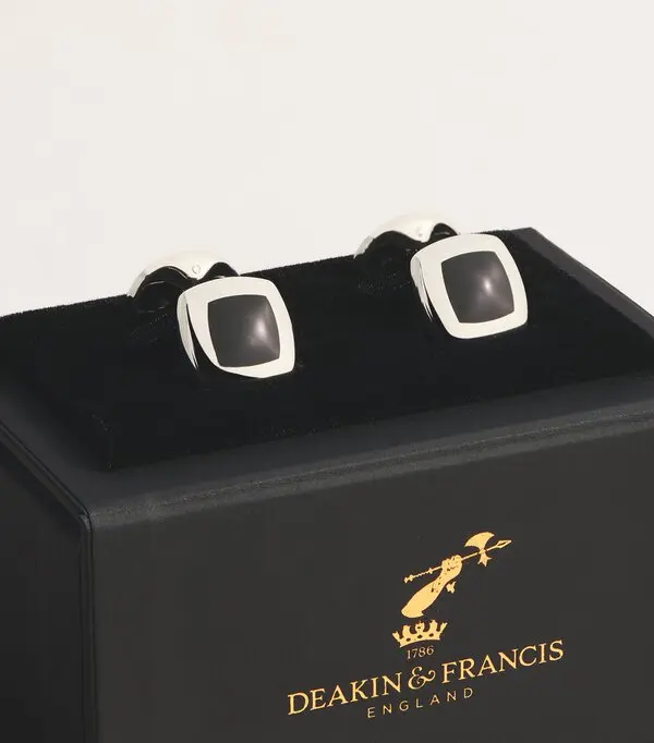 DEAKIN & FRANCIS Sterling And Onyx Square Cufflinks