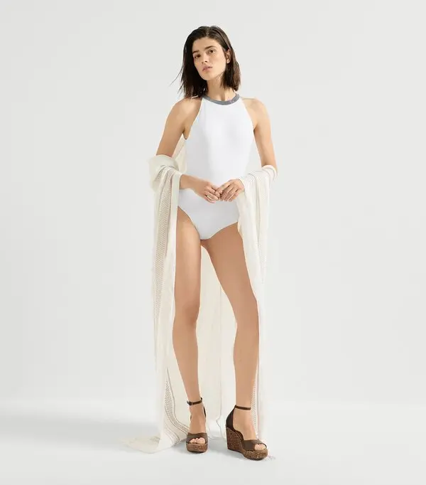 Brunello Cucinelli Precious Monili Halterneck Swimsuit