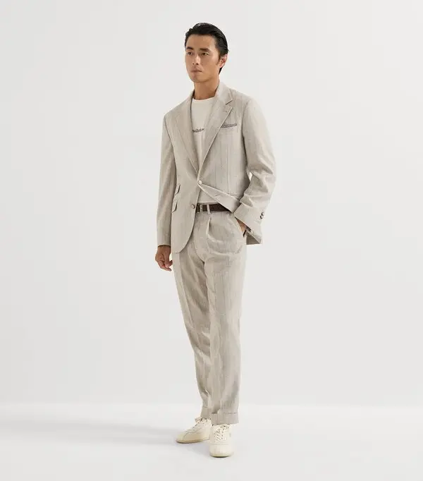 Brunello Cucinelli Cashmere-silk Stripe Two-piece Suit