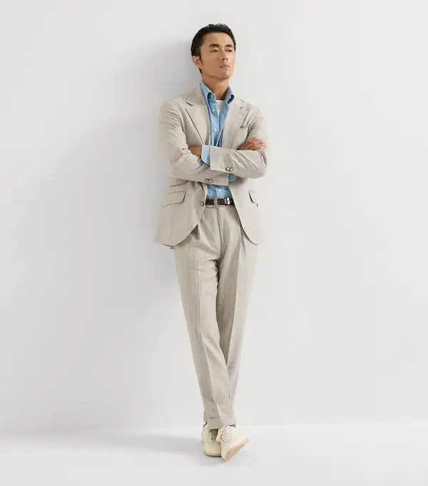 Brunello Cucinelli Cashmere-silk Stripe Two-piece Suit
