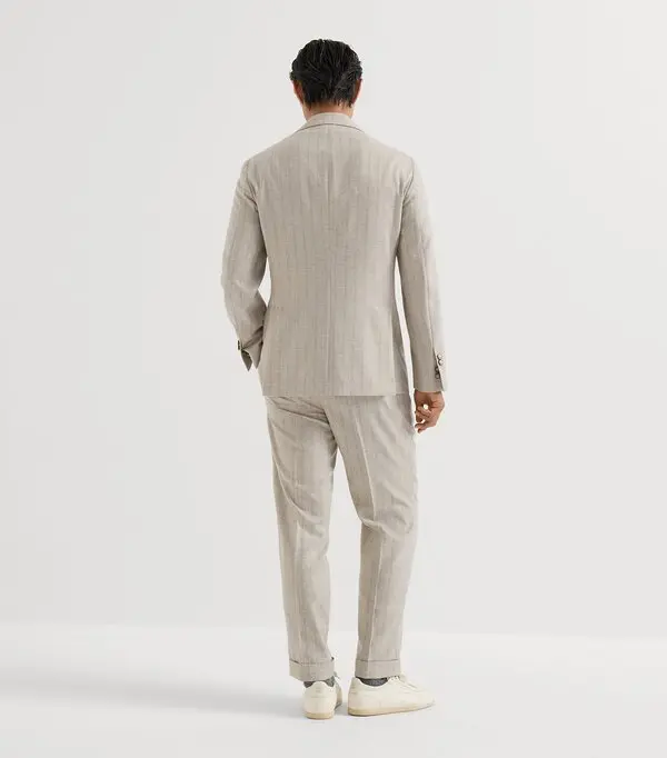 Brunello Cucinelli Cashmere-silk Stripe Two-piece Suit