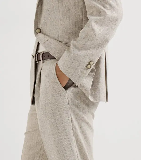 Brunello Cucinelli Cashmere-silk Stripe Two-piece Suit