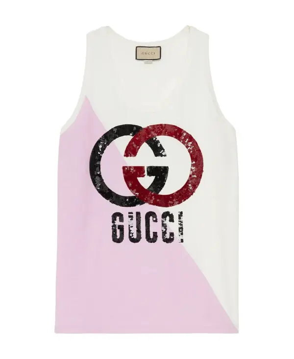 Gucci Logo Printed Sleeveless Top - No