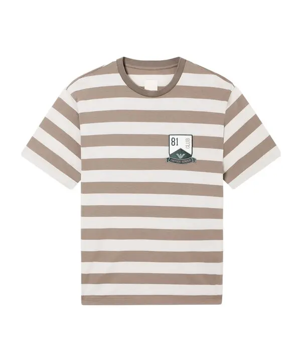 Emporio Armani Striped Badge T-shirt - Beige