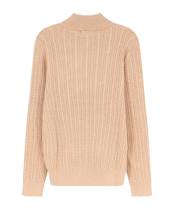 Polo Ralph Lauren Cable-knit Quarter-zip Jumper - Brown