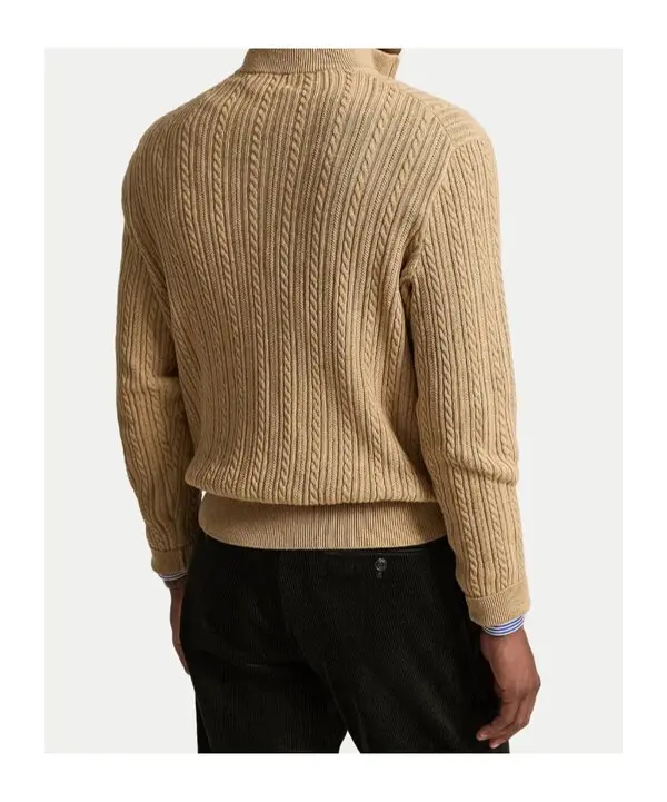 Polo Ralph Lauren Cable-knit Quarter-zip Jumper - Brown