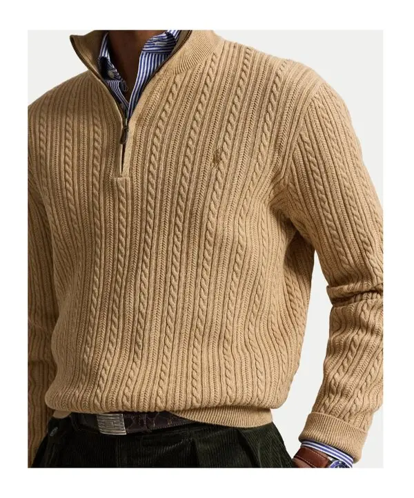 Polo Ralph Lauren Cable-knit Quarter-zip Jumper - Brown