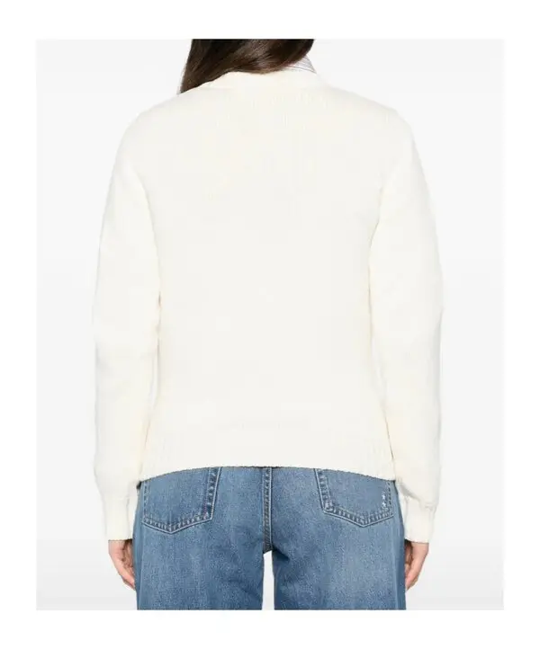 SPORTY  RICH Graphic-print Ribbed-trim Sweater