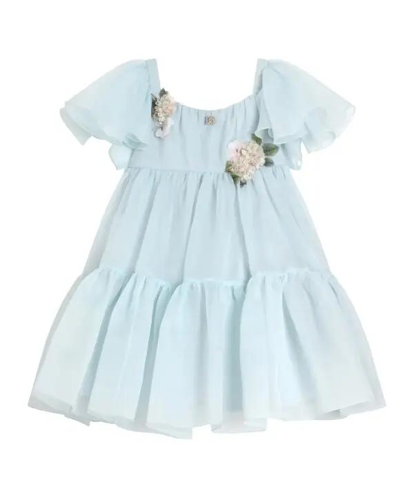 Dolce & Gabbana Ruffled Floral Dress - Light Blue