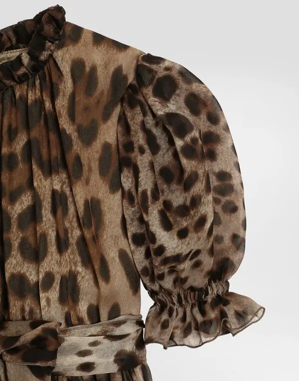 Dolce & Gabbana Ruffled-detail Leopard-pattern Dress