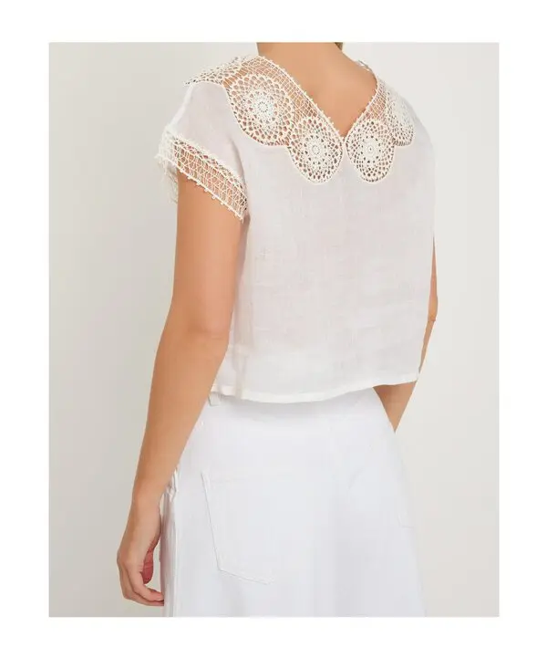 NILI LOTAN Cut-out Embroidered Top