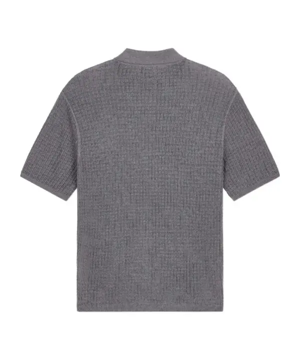 Emporio Armani Polo Collar Sweater In Wool And Lyocell Blend With Patterned Knit