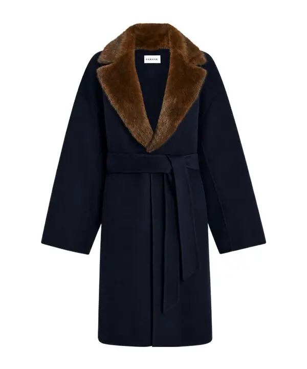 P.a.r.o.s.h Faux-fur Collar Belted Coat