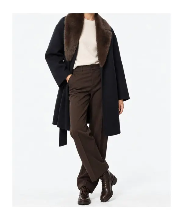 P.a.r.o.s.h Faux-fur Collar Belted Coat