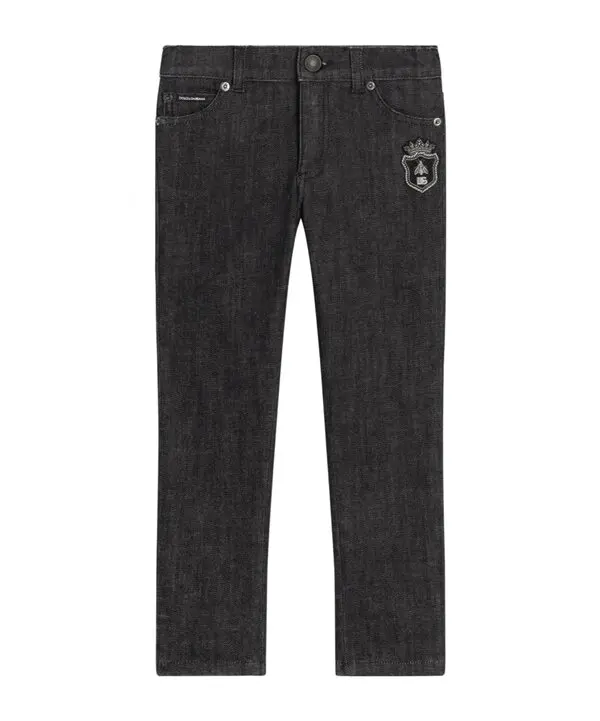 Dolce & Gabbana Five-pocket Embroidered Jeans - Black