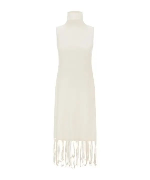 Herno Fringed Sleeveless Knitted Dress - Ivory
