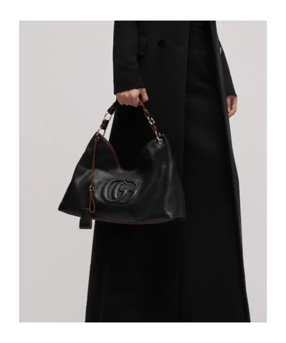 Gucci Large Double G Shoulder Bag - Black