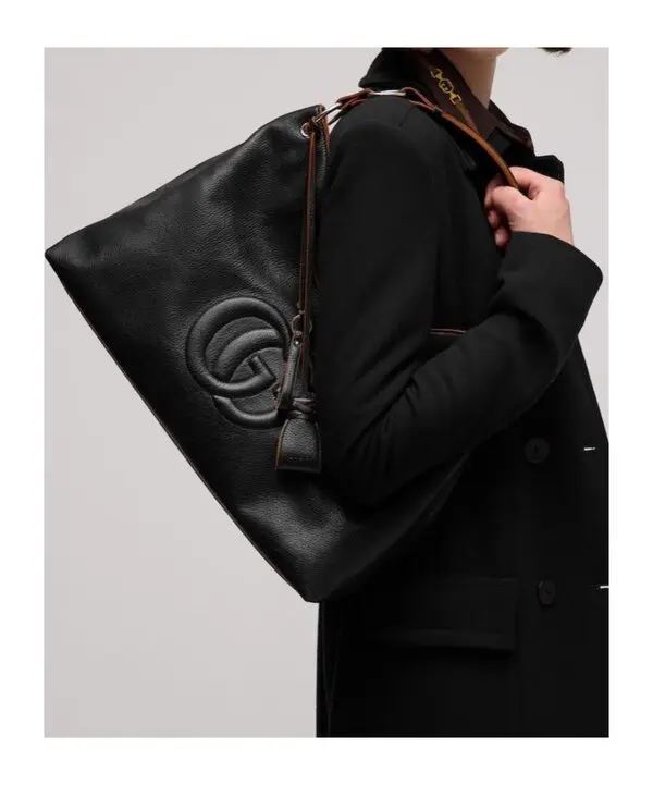 Gucci Large Double G Shoulder Bag - Black