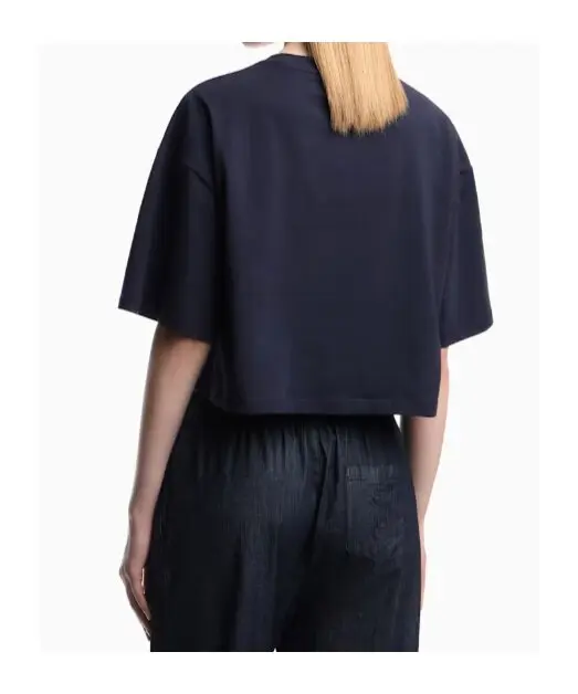 Emporio Armani Cropped Jersey T-shirt With Eagle Print