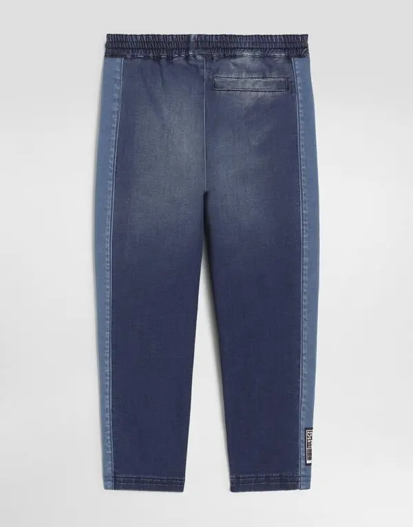 Dolce & Gabbana Denim Fleece Trousers With Embroidery