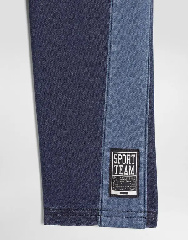 Dolce & Gabbana Denim Fleece Trousers With Embroidery