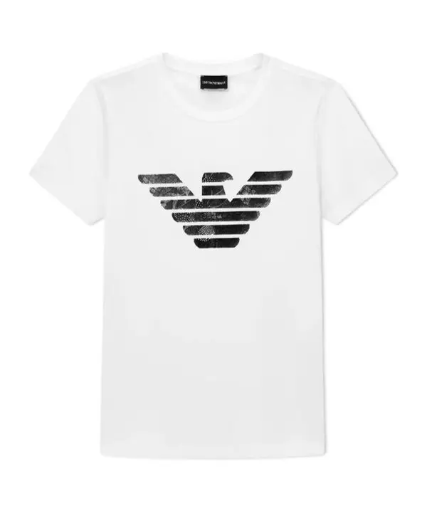 Emporio Armani T-shirt Regular Fit In Lightweight Stretch Cotton Jersey - White