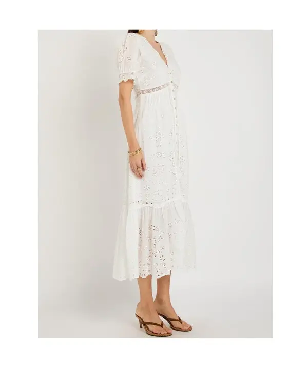LoveShackFancy Cut-out Embroidered Dress