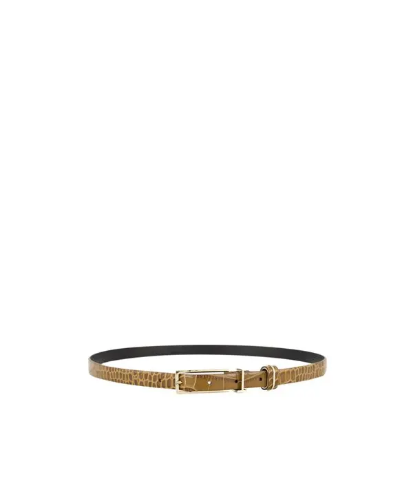 TOM FORD Croc-print T Loop Belt - Cinnamon