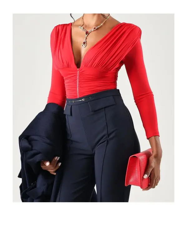 Elisabetta Franchi Ruched Zip Bodysuit