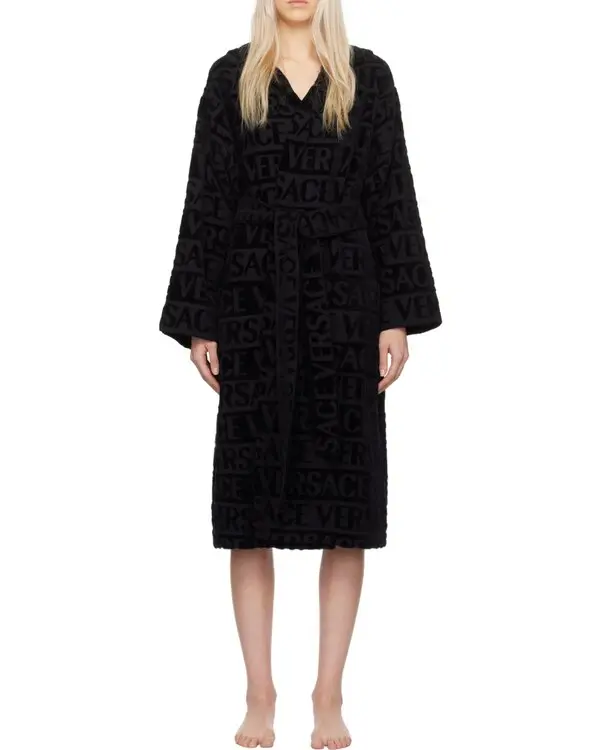 Versace Monogram Belted Bathrobe