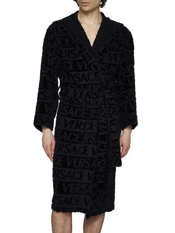 Versace Monogram Belted Bathrobe