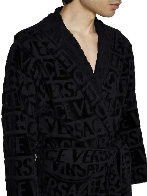 Versace Monogram Belted Bathrobe