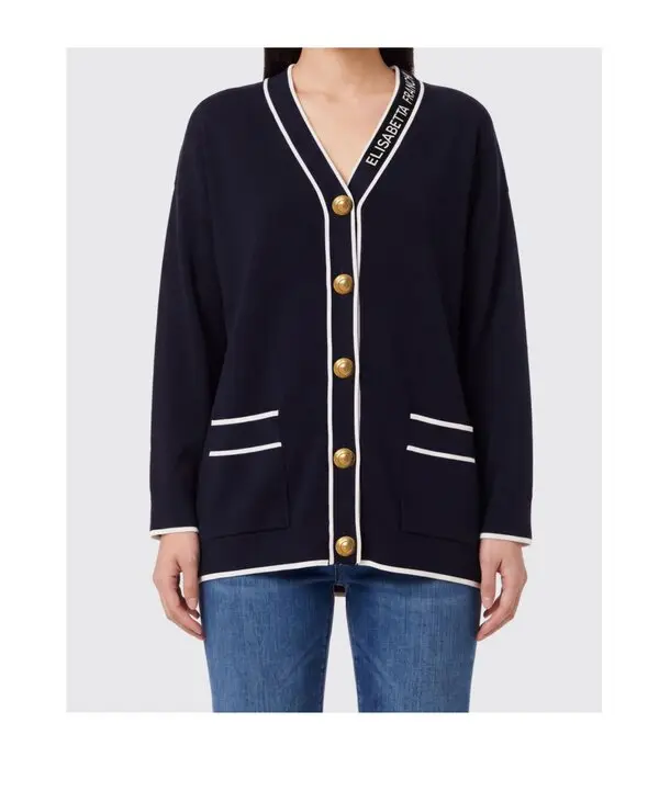 Elisabetta Franchi Logo Trim Cardigan