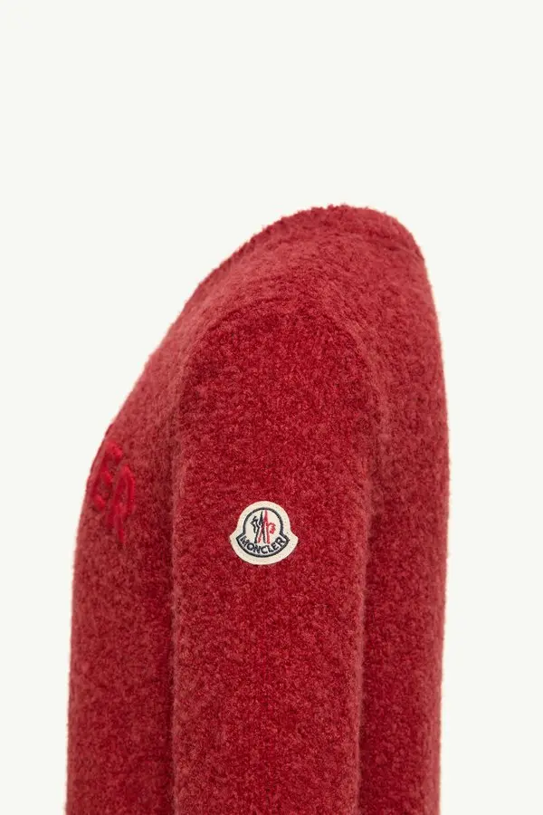 Moncler Logo Bouclé Wool Blend Sweater
