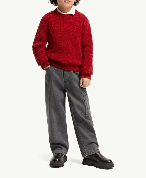 Moncler Logo Bouclé Wool Blend Sweater