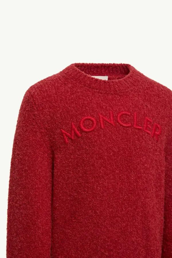 Moncler Logo Bouclé Wool Blend Sweater