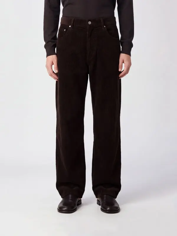 SUNFLOWER Wide-leg Five-pocket Cotton Corduroy Trousers - Brown