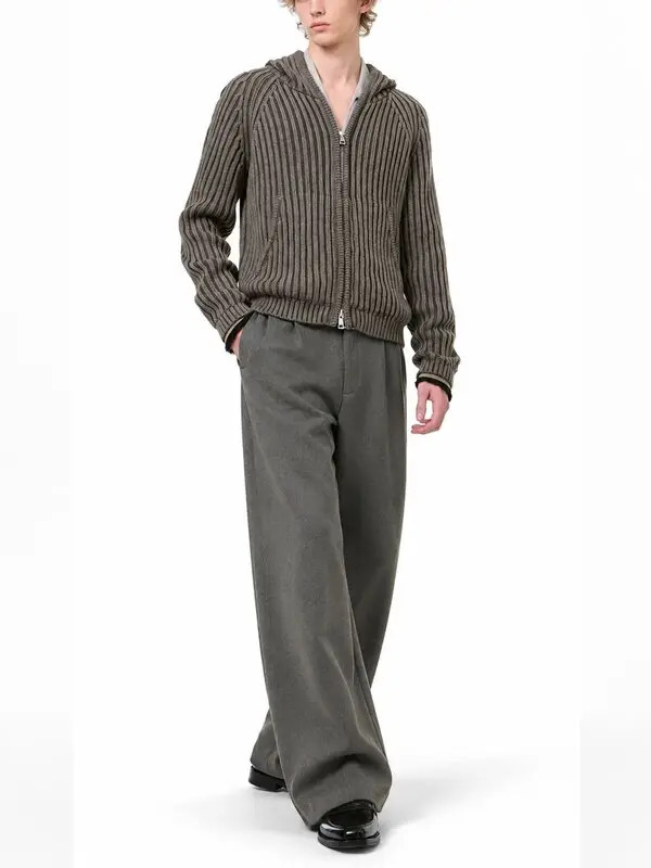 Our Legacy Maglia In Lana Merino Con Zip E Cappuccio - Grey
