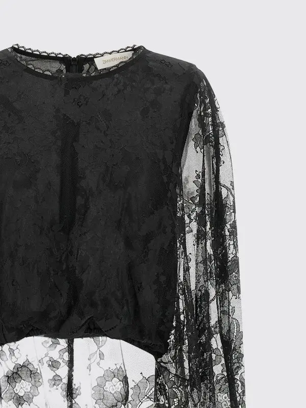 Zimmermann Valiant Sleeveless Diamond-patterned Lace Evening Top With Crew Neck