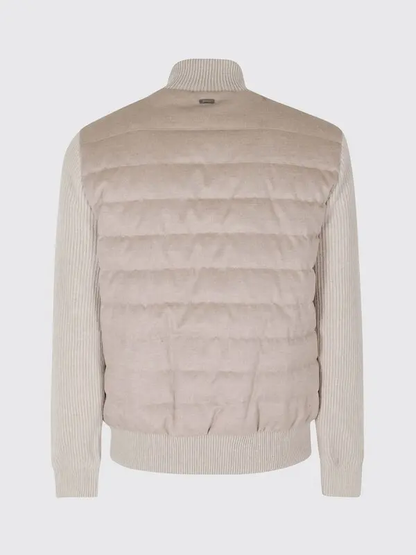 Herno Padded Wool Flannel High Neck Zip-up Cardigan