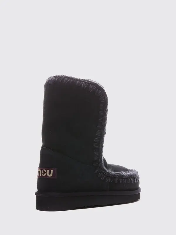Mou Eskimo Suede Boots With Wool Stitching - Black
