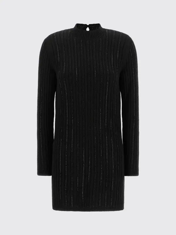 TWINSET Ribbed-knit Mini Dress With Long Sleeves And Stud Embellishments