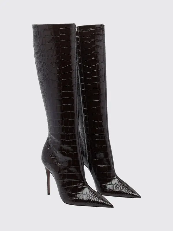 Paris Texas Vera Knee-high Boots In Croc-embossed Leather With Stiletto Heel