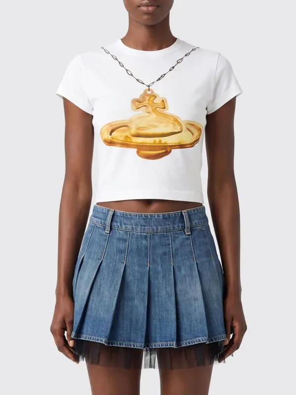 VIVIENNE WESTWOOD Slim Fit Cotton T-shirt With Contrast Orb Logo